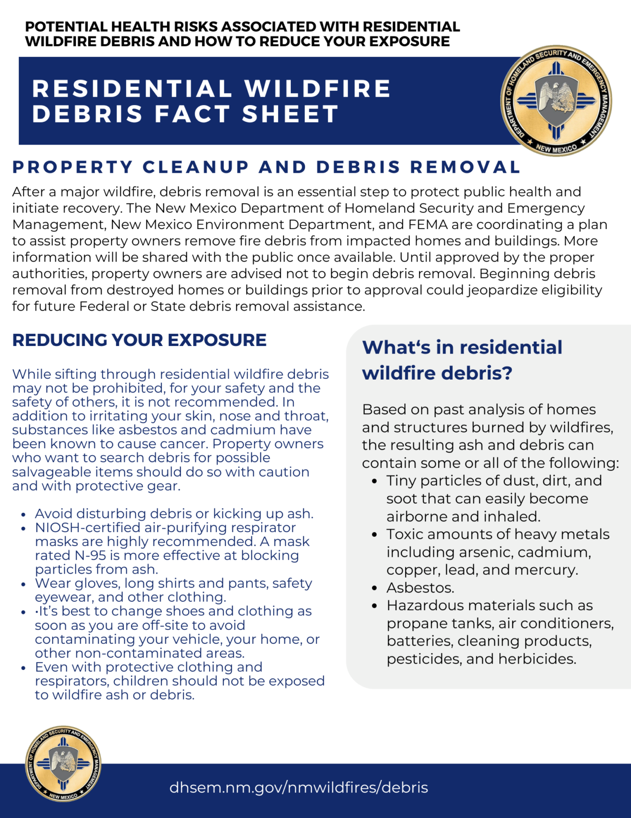 Post-Fire and Flood Debris Removal - NMDHSEM